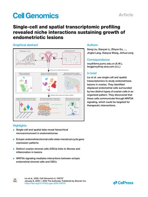 Single Cell And Spatial Transcriptomic Profiling R Pdf Ovarian