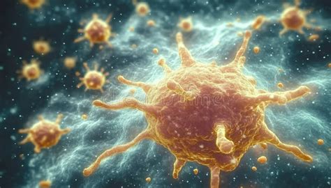 Microscopic View Of Virus Cells A 3d Render Illustration Of Viral Particles In A Body Stock