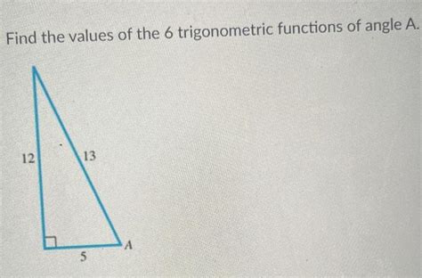 Solved Find The Values Of The 6 Trigonometric Functions Of