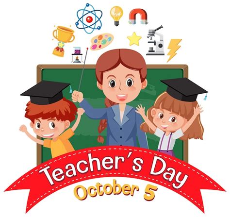 교사와 학생이 있는 스승의 날 배너 프리미엄 벡터