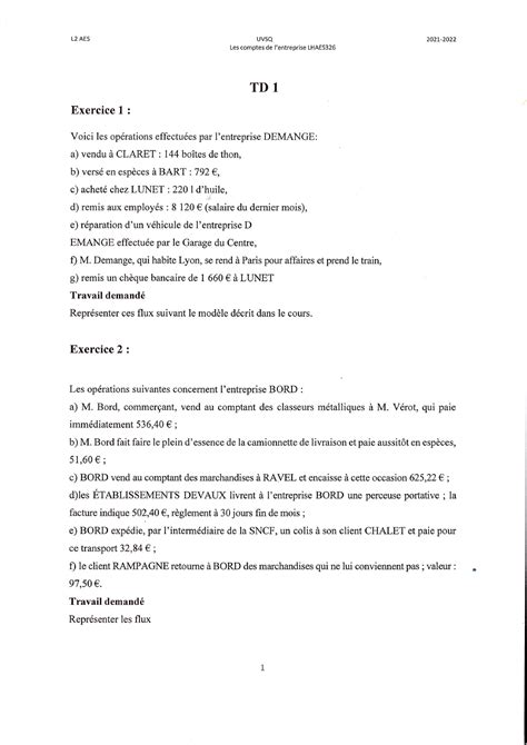 TD Compta L Comptabilité Financière Studocu