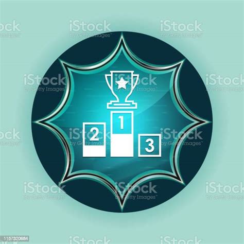 연단 아이콘 마법의 유리 선 버스트 블루 버튼 하늘 파란색 배경 1위에 대한 스톡 벡터 아트 및 기타 이미지 1위 강단 개념 Istock