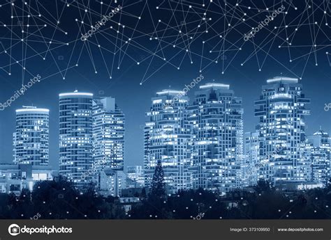 Internet Things Smart Grid Conceptual Abstraction Technology Modern City Communication — Stock