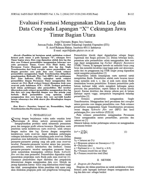 Id Evaluasi Formasi Menggunakan Data Log Dan Data Core Pada Lapangan X