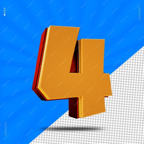 Premium Psd 3d Render Number 4 Font Wafer