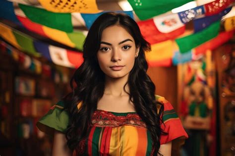 Premium Ai Image Mestizo Woman With Asian Traits Wearing Traditional