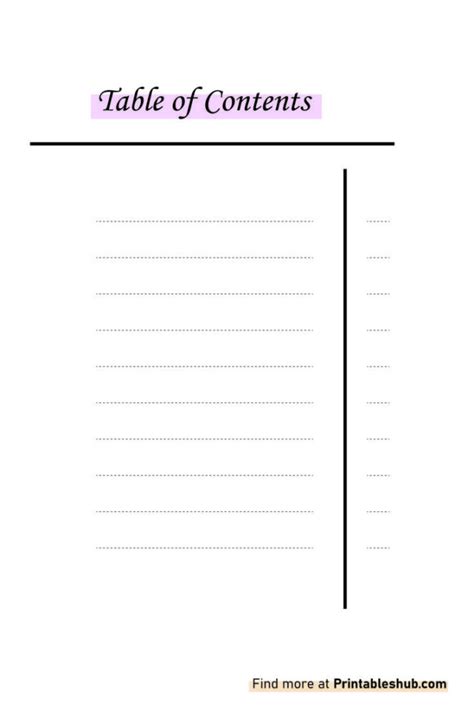 Blank Table Of Contents Template Pdf Professional Sample Templates