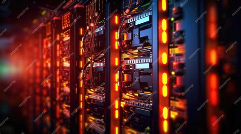 Premium Ai Image Close Up Data Center Computer Racks