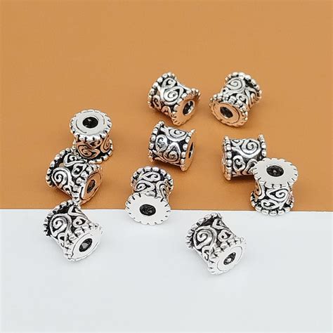 10 Sterling Silver Small Sprial Beads 925 Silver Swirl Bead Bracelet