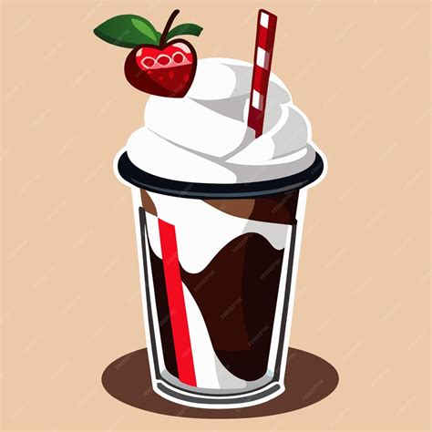 Premium Vector Milkshake With Marshmallow Vector Illustration