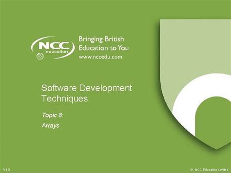 Software Development Techniques Topic 8 Arrays V 1
