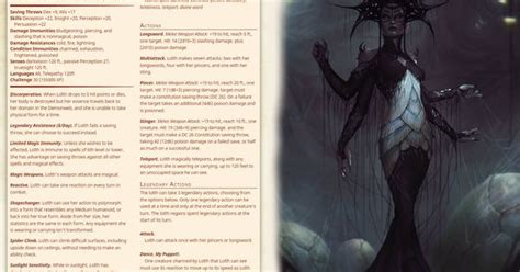 Lolth Stat Block 5e Dandd Monsters Rpg And Dragons