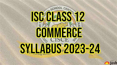 Isc Class 12 Commerce Syllabus 2023 2024 Download Class 12th