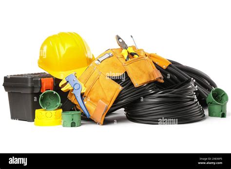 Electrician Tools Rolled Cables Electrical Junction Box And Socket