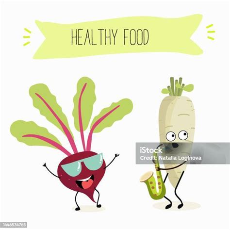 재미있는 만화 캐릭터 비트 뿌리 무 색소폰 건강 식품 주방 재료 아이 티셔츠 디자인의 벡터 그림 가을에 대한 스톡 벡터 아트 및 기타 이미지 Istock