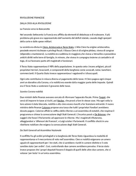 Rivoluzione Francese Riassunto Completo Docsity