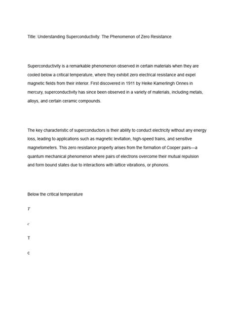 Title Understanding Superconductivity The Phenomenon Of Zero