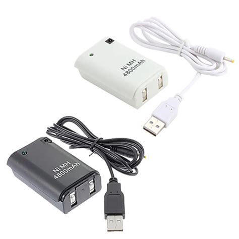 Аккумулятор для Xbox 360 2 шт., батарея 4800 мАч с USB-кабелем для Xbox ...