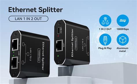 Mbps Ethernet Splitter In To Out High Speed Dual Port RJ Network Cable Splitter
