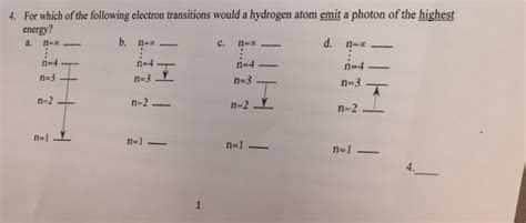 Solved For Which Of The Following Electron Transitions Would