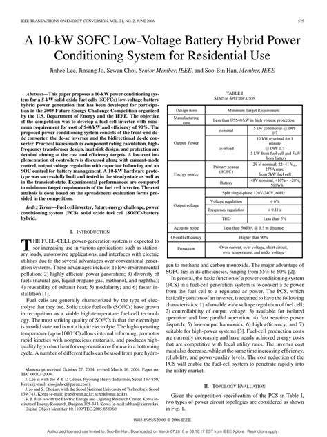 Pdf A 10 Kw Sofc Low Voltage Battery Hybrid Power Conditioning System