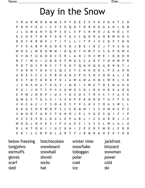 Snow Word Search Printable