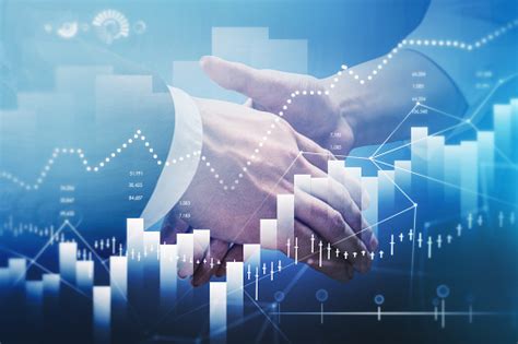 파트너십의 개념 비즈니스 맨과 여자는 외환 차트를 통해 악수 자본 및 주식 시장 거래 이중 노출 디지털 그래프 2명에 대한 스톡