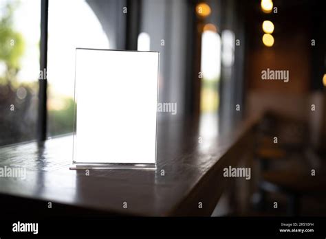 Stand Display Mockup Menu Frame Tent Card Blurred Background Design Key