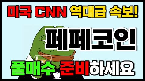 페페코인 Pepe 미국 Cnn 역대급 속보 풀매수 준비하세요 Shib 시바이누코인 시바이누코인전망 시바이누