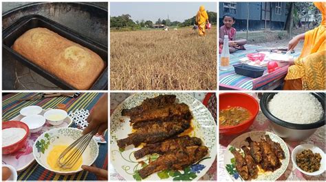 মাটির চুলায় কেক তৈরি। কাটা মসলায় মাছ ভুনা।village Life With Tasmiya