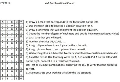 Solved Ece2214 4x1 Combinational Circuit Ab C Dy1 Draw A