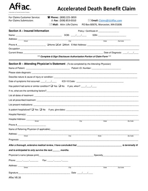 Fill Free Fillable Aflac Insurance Pdf Forms