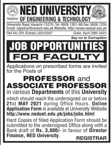 Jobs In Ned University Of Engineering And Technology Faculty Staff 2021