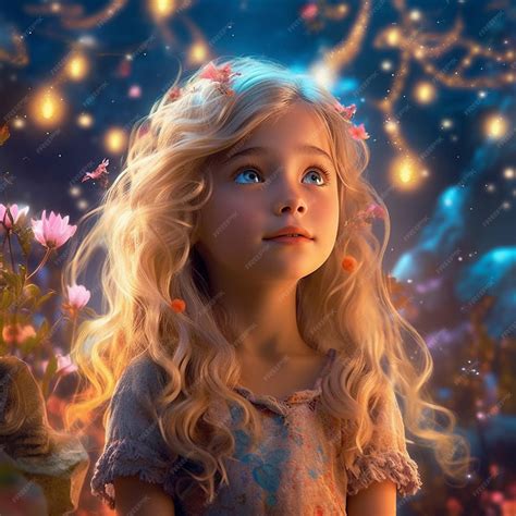 A Close Up Of A Young Girl With Long Blonde Hair And Blue Eyes