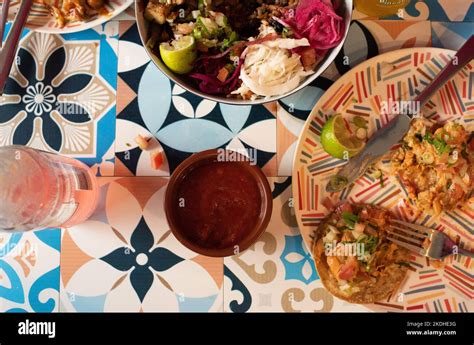 Authentic Mexican Salsa On A Table With Mexican Food Stock Photo Alamy
