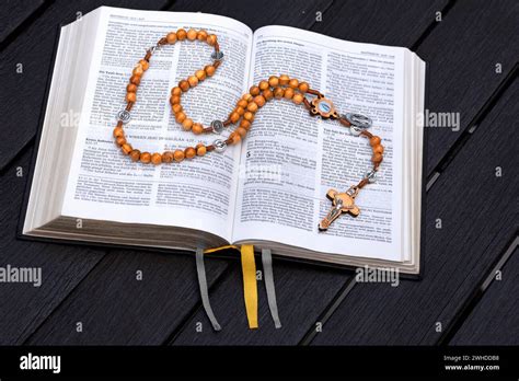 Bible Standard Translation With Olive Wood Rosary Opened Is Matthew