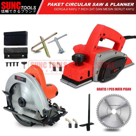 Jual Sunc Tools Mesin Serut Kayu Set Paket Tukang Kayu Circular Saw Planner Gergaji Kayu Bundar