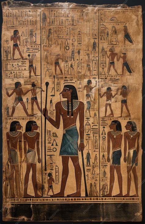 Premium Ai Image Ancient Egyptian Papyrus Style Generative Ai