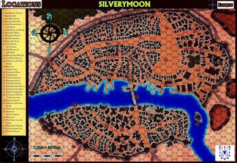 Silverymoon Faerun Forgotten Realms Map W Numbered Hexes Adandd