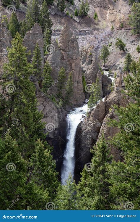 Waterfall And Trees In The American Landscape Tower Fall In
