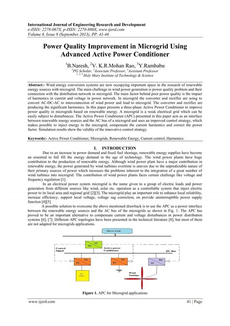 Power Quality Improvement In Microgrid Using Advanced Active Power Conditioner