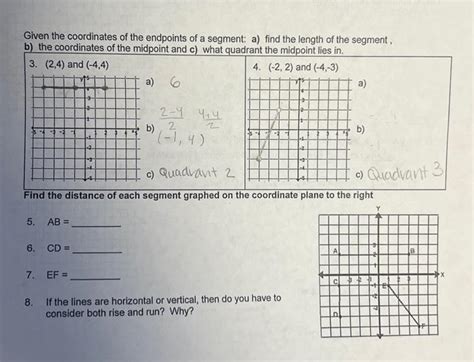 Solved Given The Coordinates Of The Endpoints Of A Segment