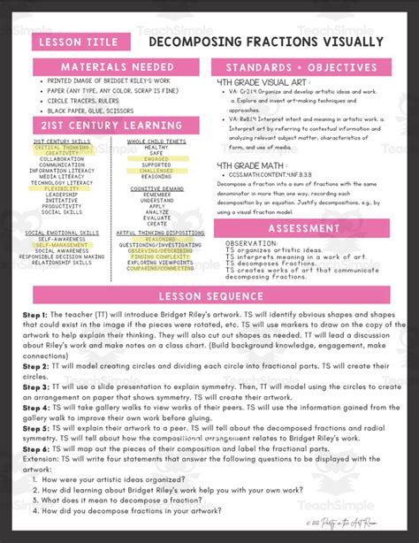 Decomposing Fractions Visual Lesson Plan By Teach Simple