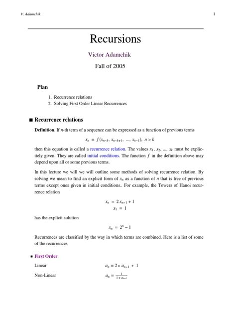 recursion 3 print pdf recurrence relation ordinary differential