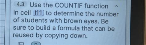 Solved 43 ﻿use The Countif Function In Cell 111 ﻿to
