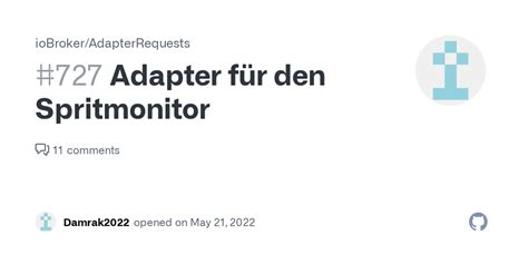 Adapter Für Den Spritmonitor · Issue 727 · Iobrokeradapterrequests