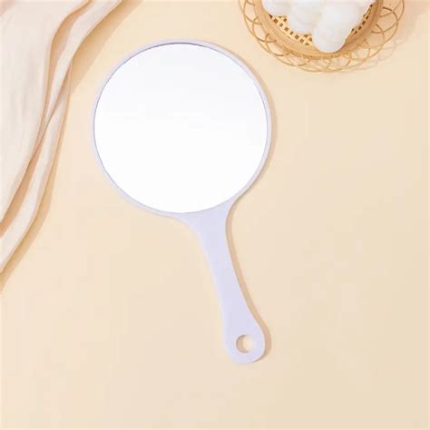 White Hand Mirror Round Handheld Makeup Mirror Princess Mirror With Handle Hanging Beauty Mirror