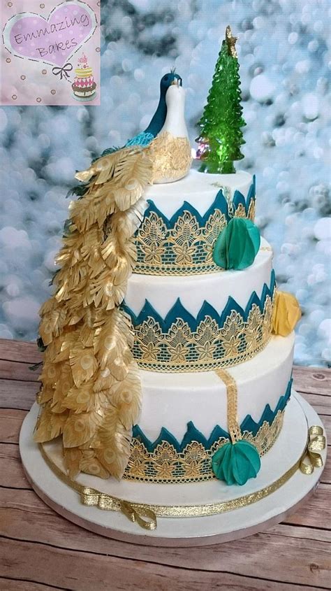 Peacocks At Christmas Cake By Emmazing Bakes Cakesdecor