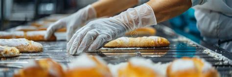 Bread Production Line Food Industry Working On Automated Production