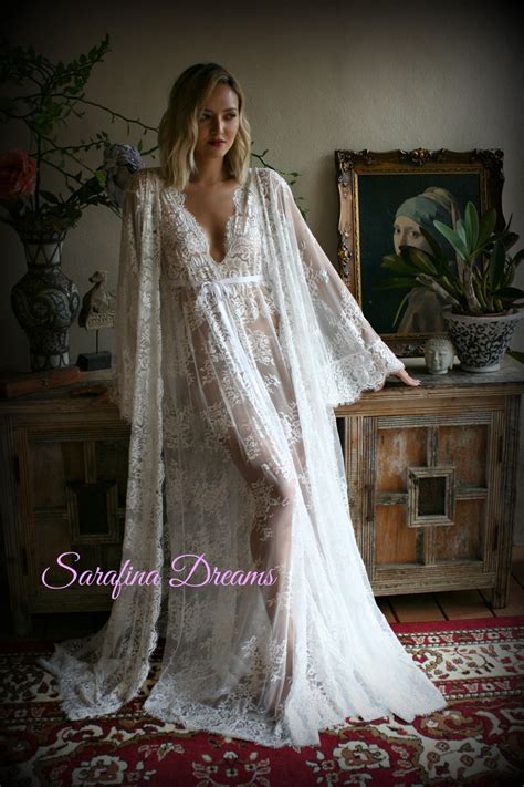 Bridal Lace Wedding Robe Bridal Lingerie Wedding Sleepwear Off Etsy